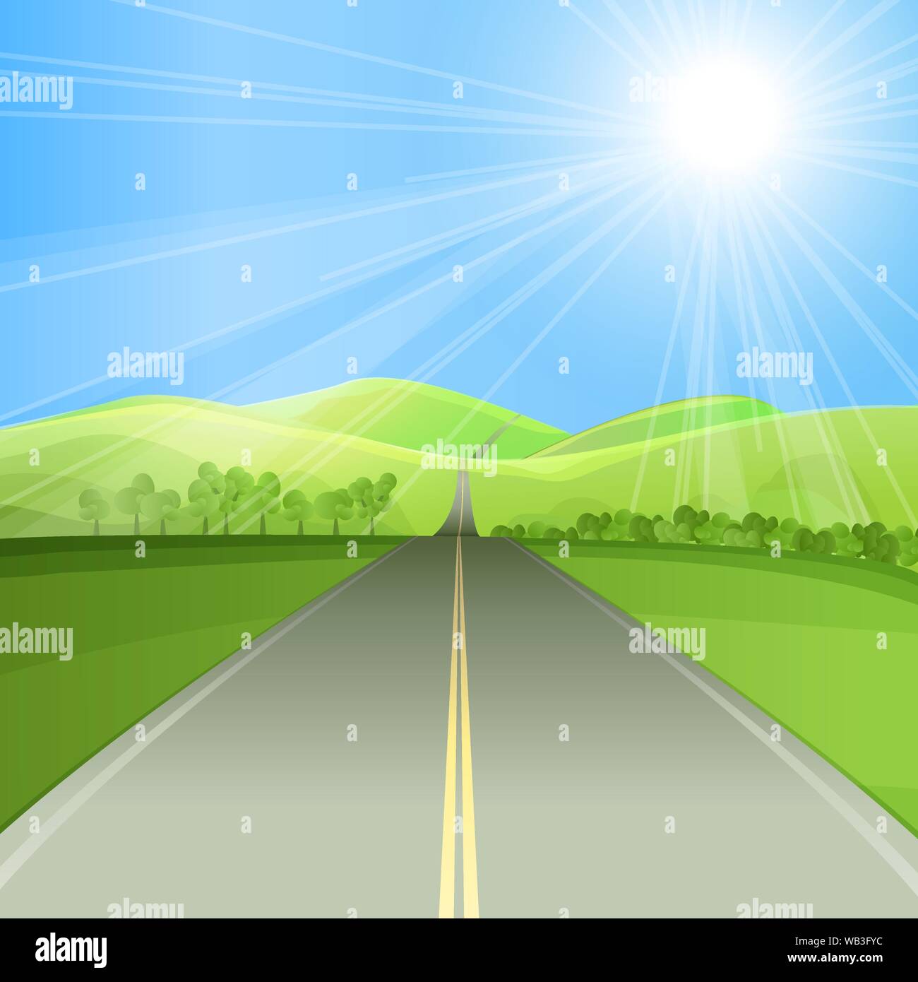 Sun in valley Stock Vector Images - Alamy
