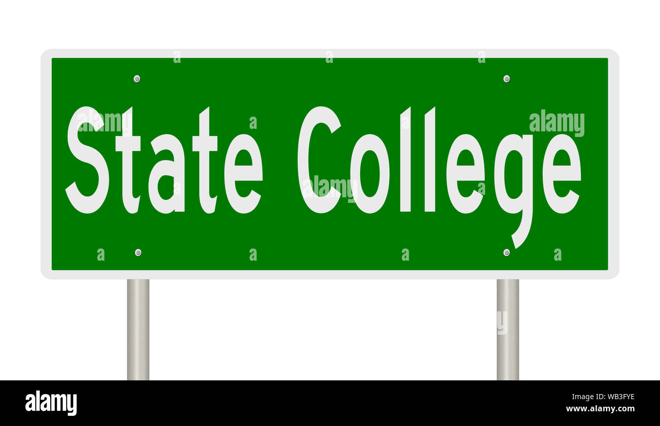 Rendering of a green highway sign for State College Pennsylvania Stock ...