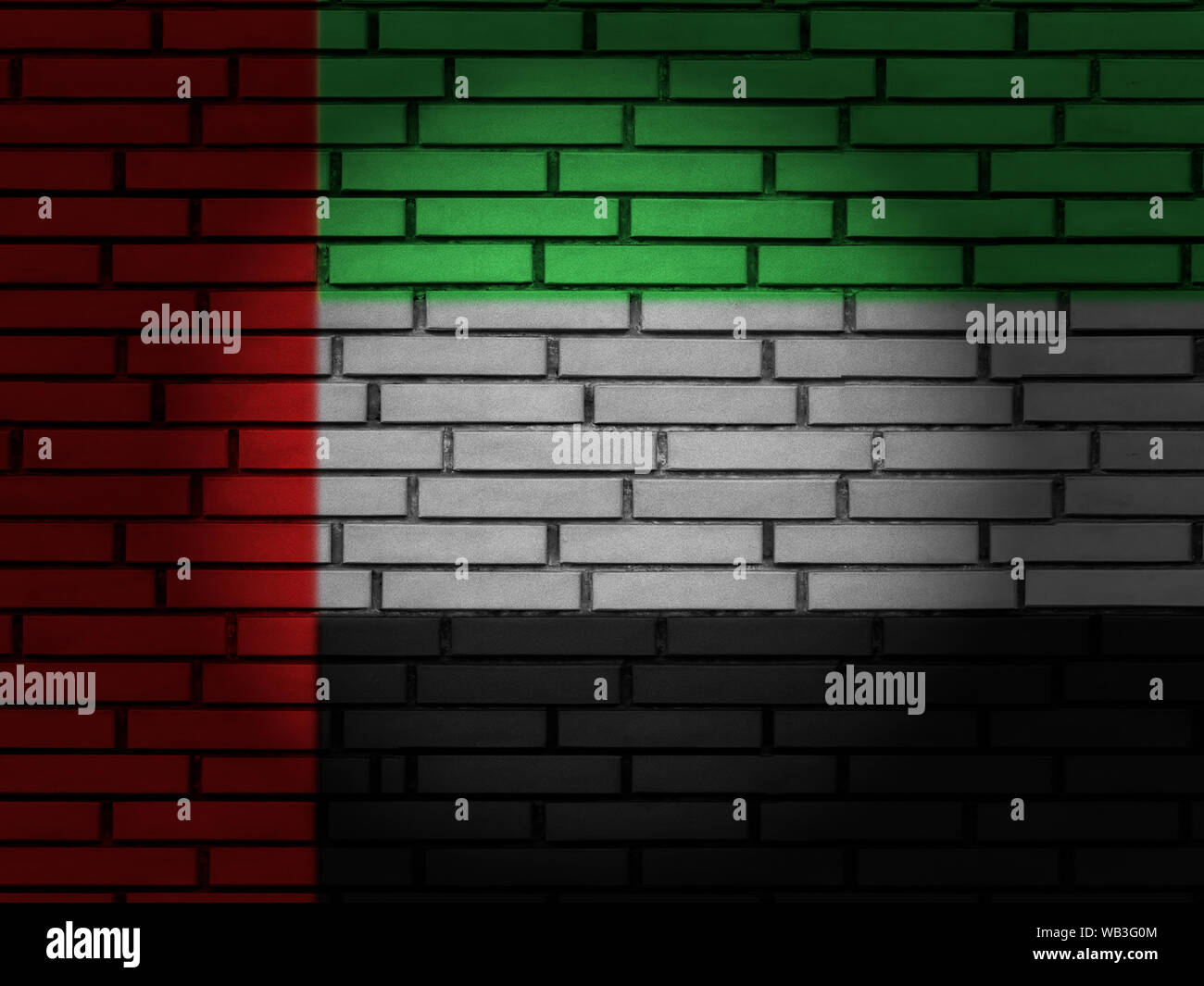 UAE flag on brick wall. 3d illustration Stock Photo - Alamy