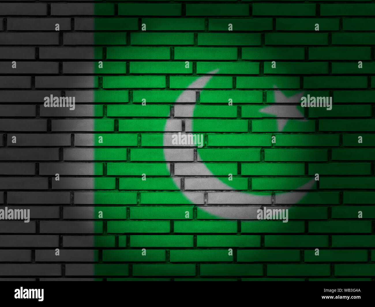 Pakistan flag on brick wall. 3d illustration Stock Photo - Alamy