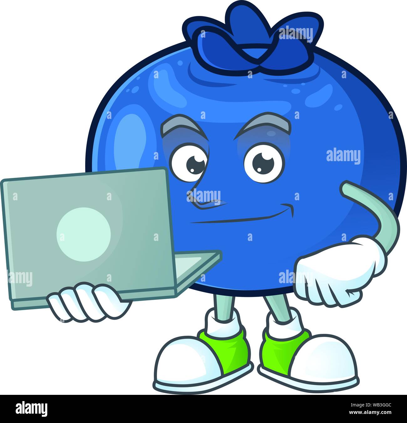 With laptop cute and fresh blueberry fruit character cartoon Stock ...