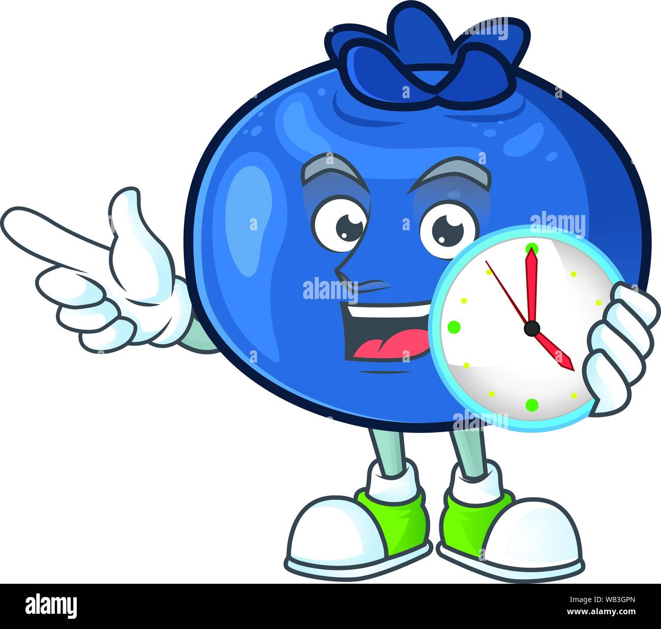 With clock cartoon funny blueberry fruit with mascot Stock Vector Image ...