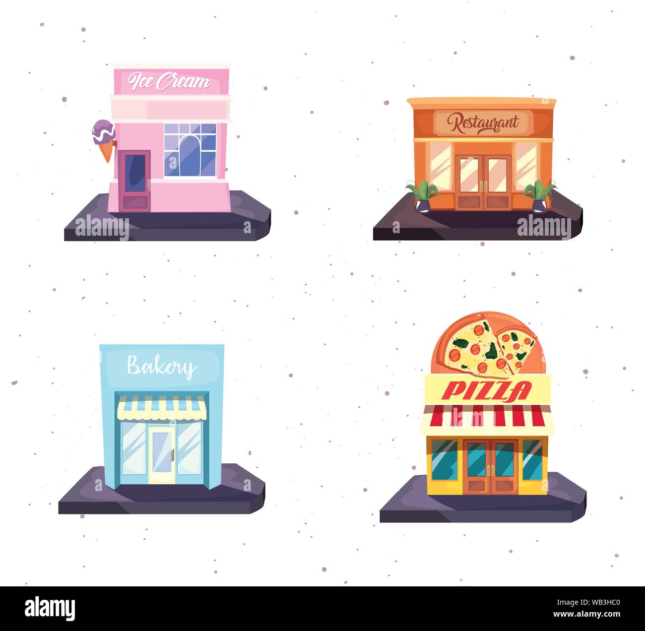 set of street market commerce flat design vector illustration Stock ...