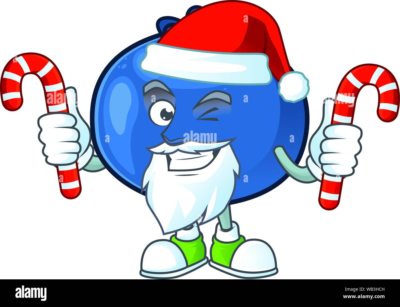 Santa with candy cartoon sweet blueberry character on white background ...