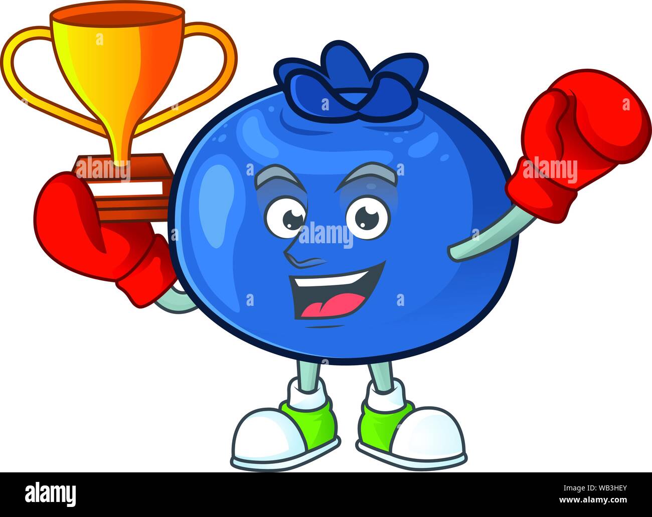 Boxing winner cartoon sweet blueberry character on white background ...