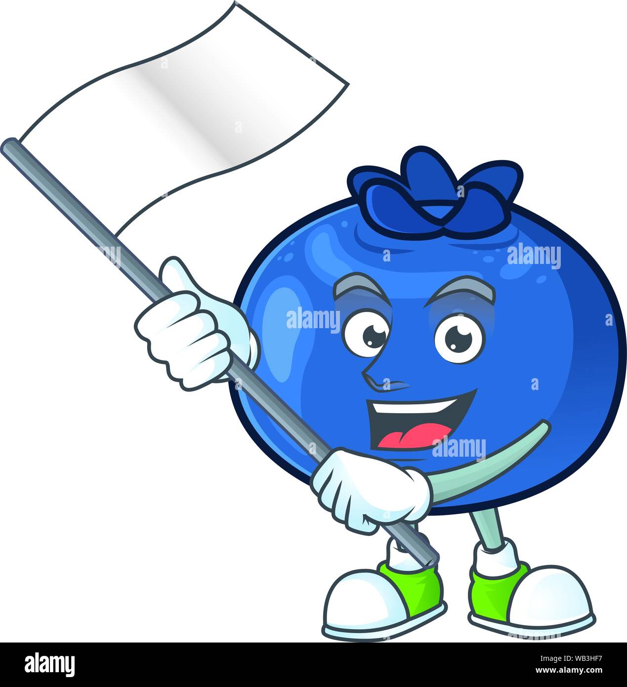 Foam finger cartoon sweet blueberry character on white background Stock ...