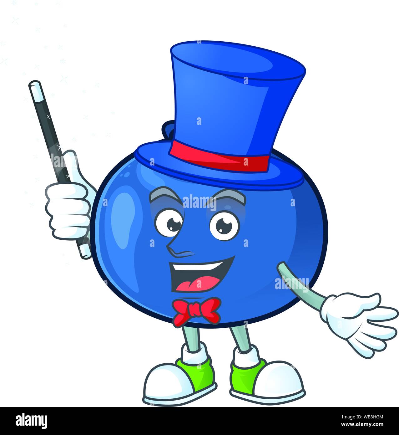 Magician cartoon sweet blueberry character on white background Stock ...
