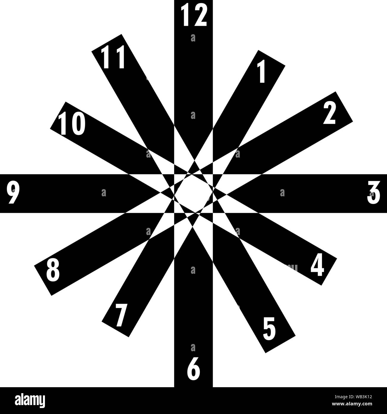 clock dial black rectangle based signs with white hourly numbers on ...