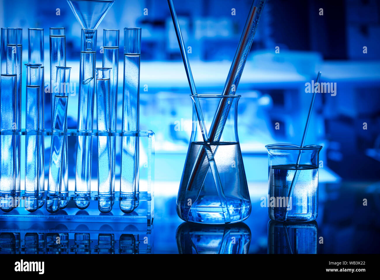 Science laboratory concept background. Microscope and laboratory ...