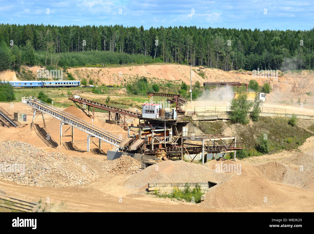 View on the mining quarry for the production of crushed stone, sand and ...