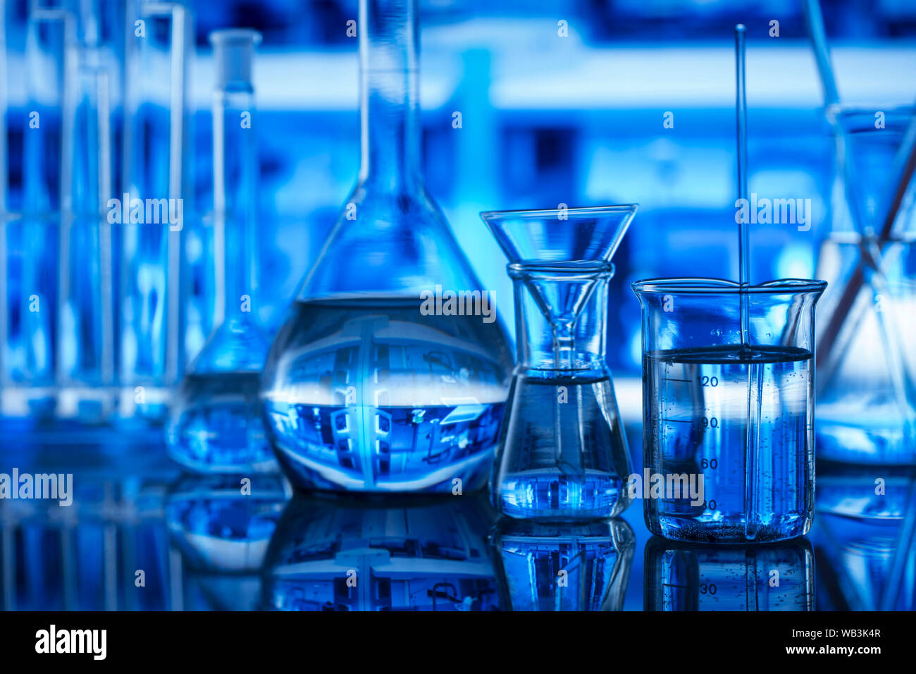 Science laboratory concept background. Microscope and laboratory ...