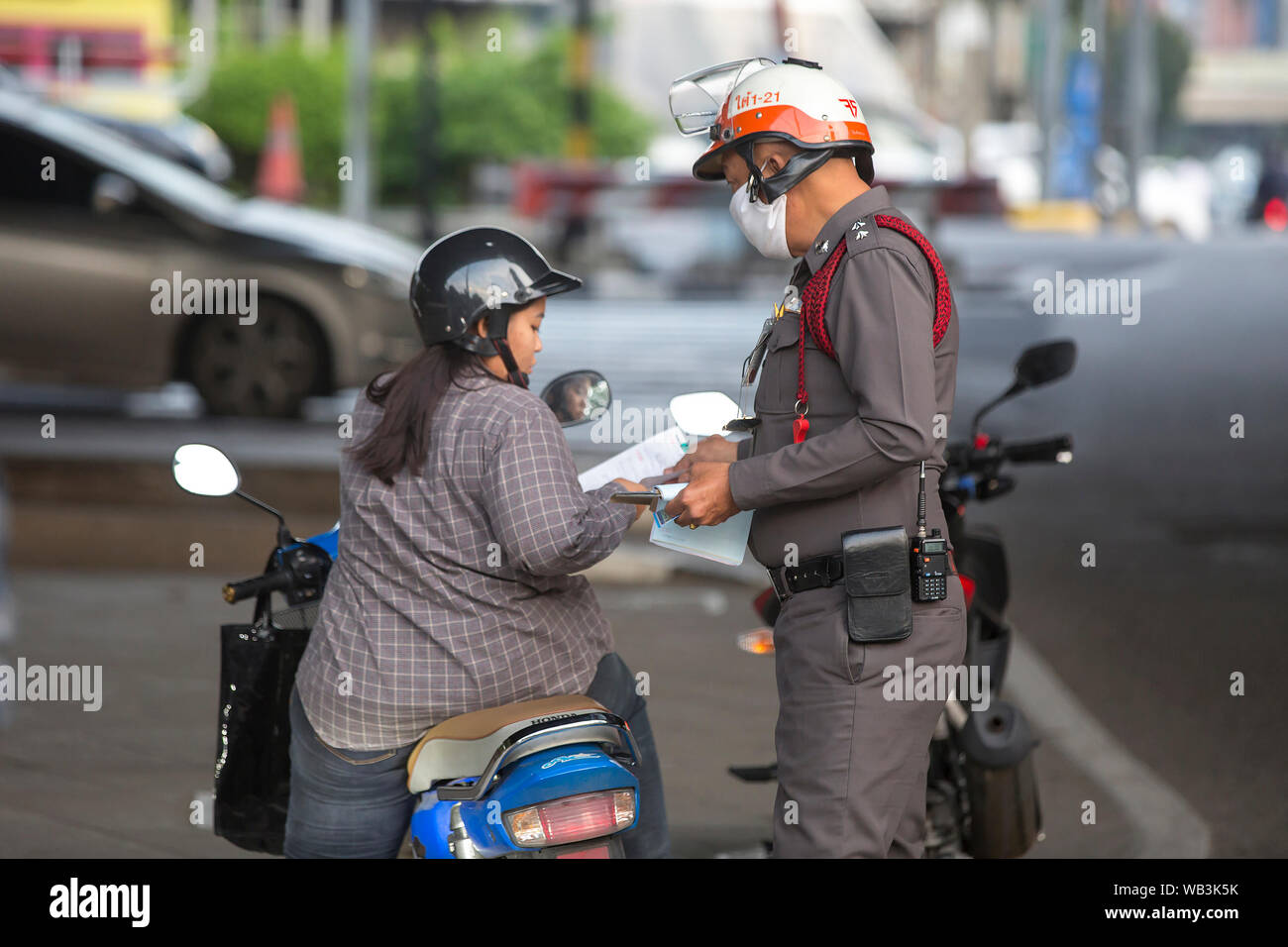 BANGKOK, THAILAND - January 12, 2018: Police patrols on the streets of ...