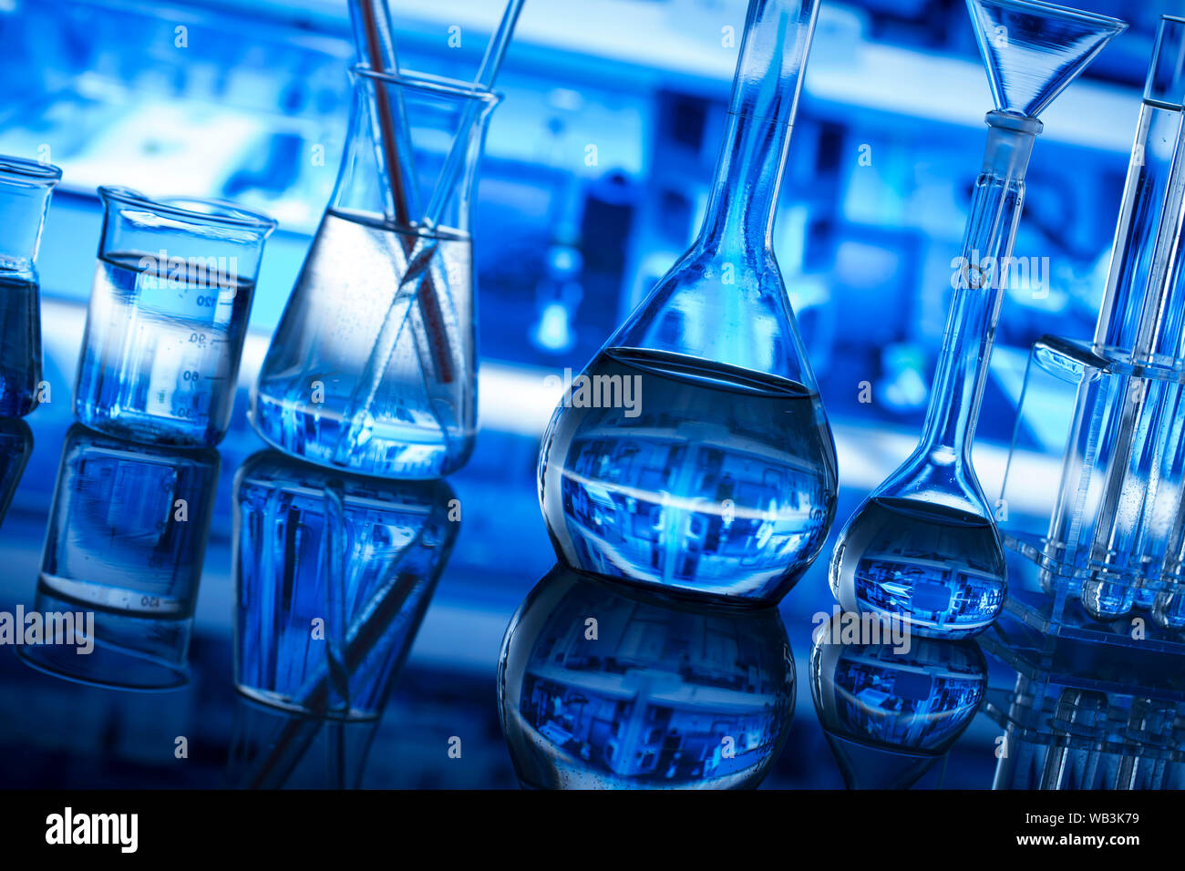 Science laboratory concept background. Microscope and laboratory ...