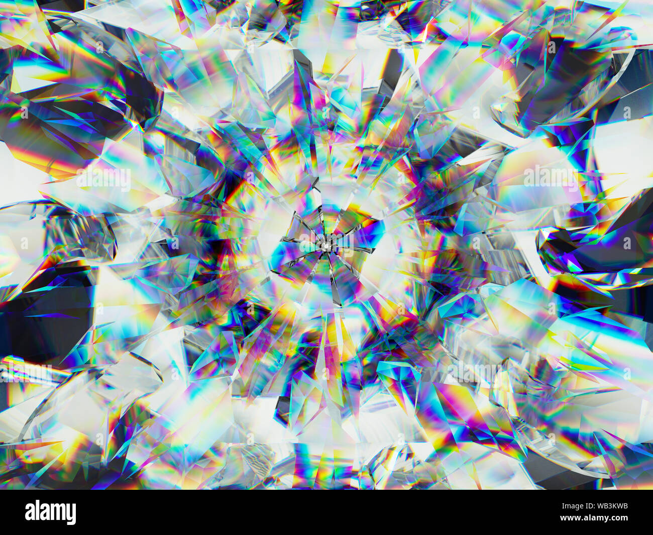 diamond structure extreme closeup and kaleidoscope. top view of round ...