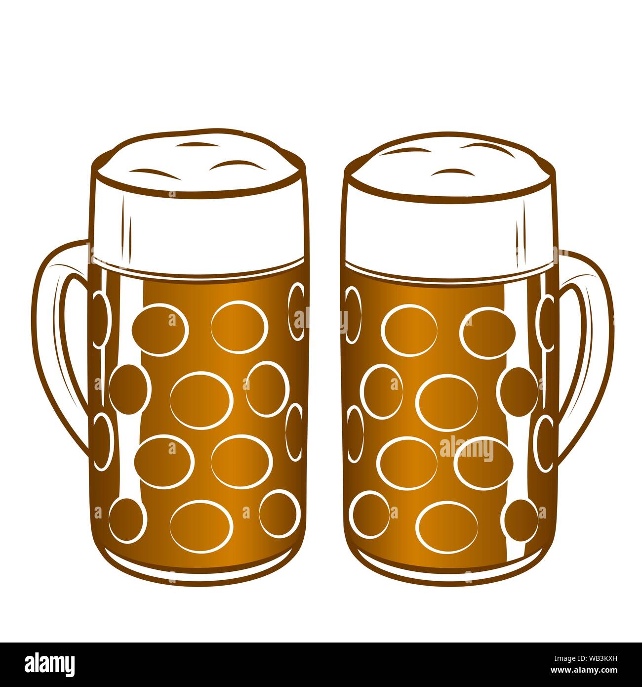 Two beer mugs with ale. Applicable as elements for Oktoberfest concept ...