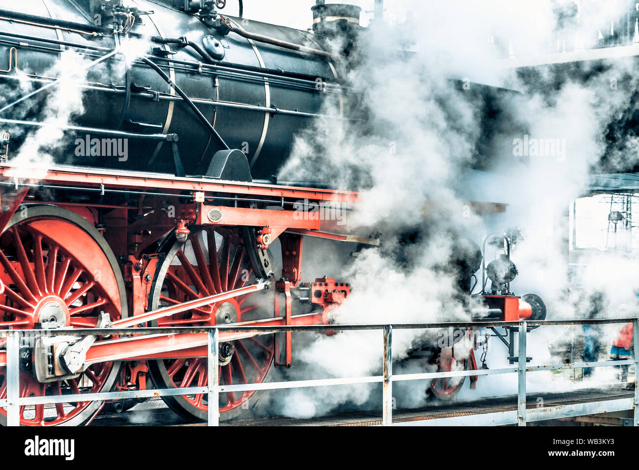 Old steam locomotive in a depot Stock Photo - Alamy