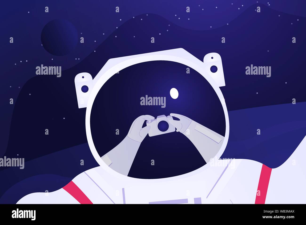 Astronaut taking selfie on the fantastic background. Spaceman travel ...