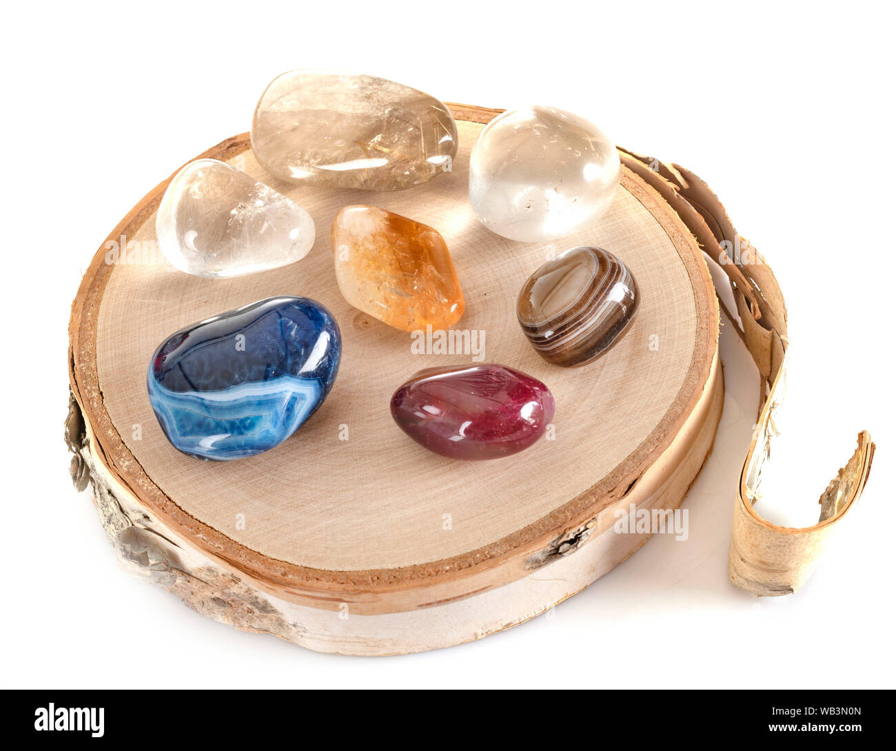 polished crystals in front of white background Stock Photo - Alamy
