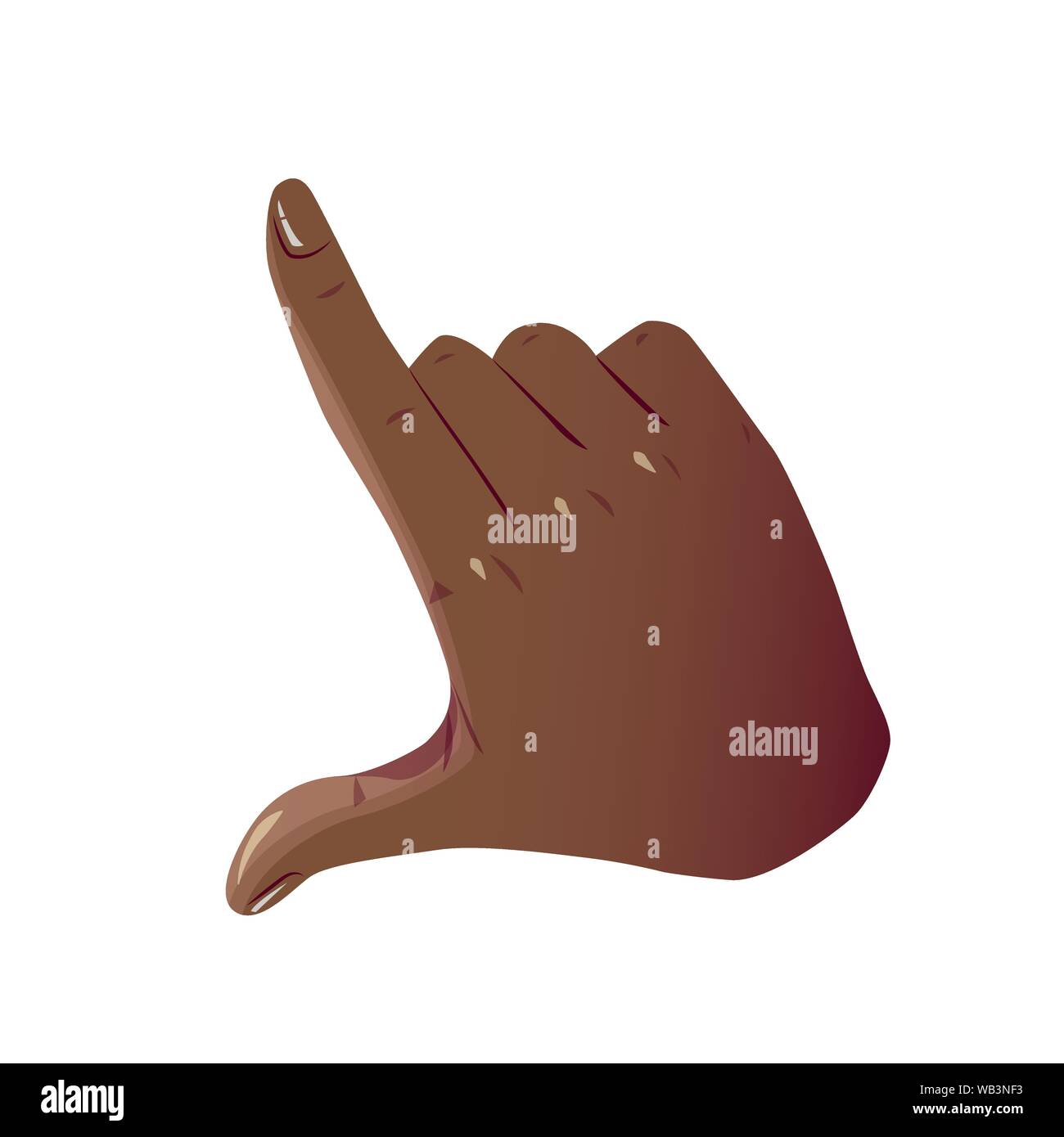 Flat black hand touching screen gesture. African American Pointing Hand ...
