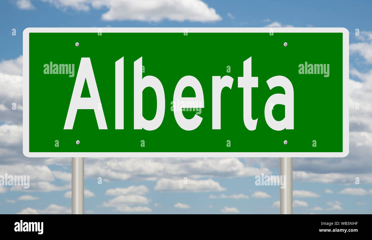 Rendering of a green highway sign for Alberta Canada Stock Photo - Alamy
