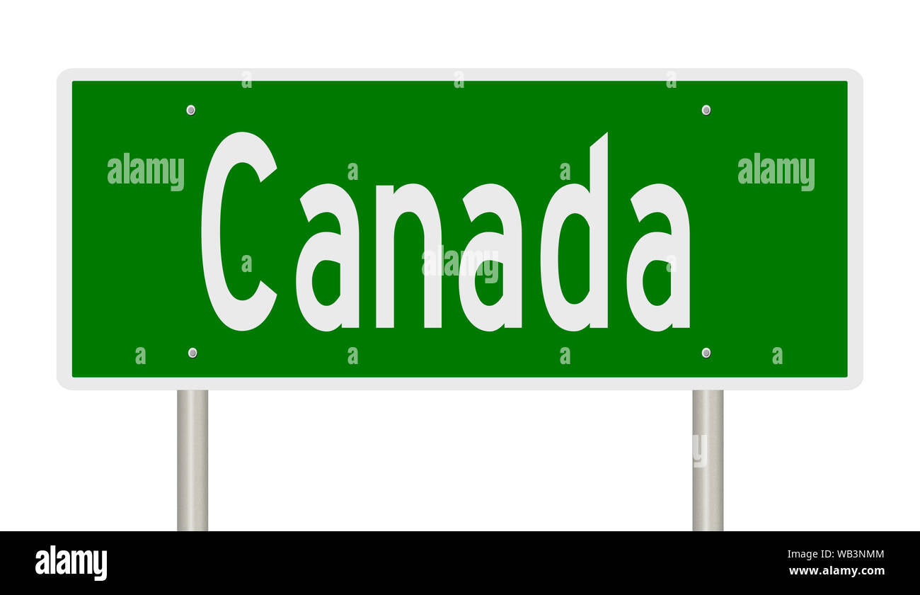 Rendering of a green highway sign for Canada Stock Photo - Alamy