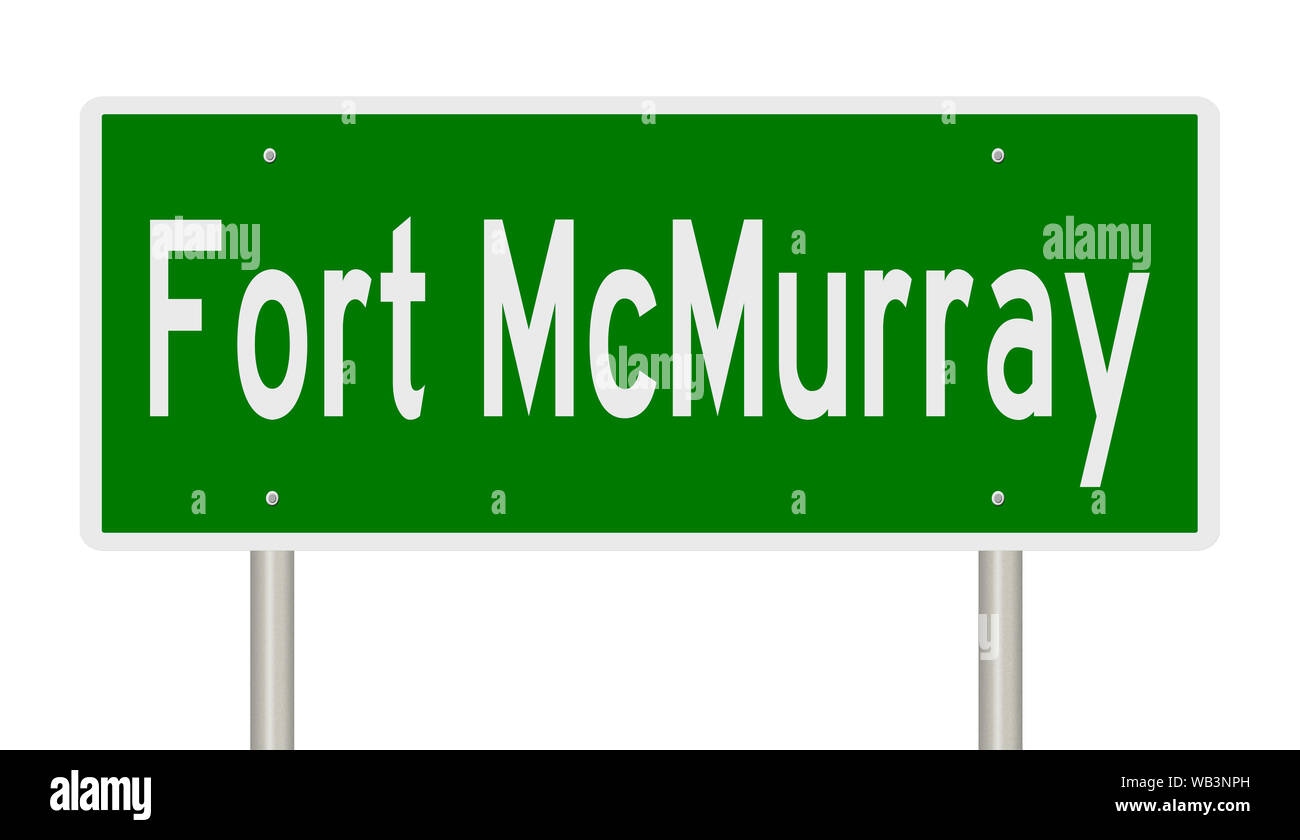 Rendering of a green highway sign for Fort McMurray Alberta Canada ...