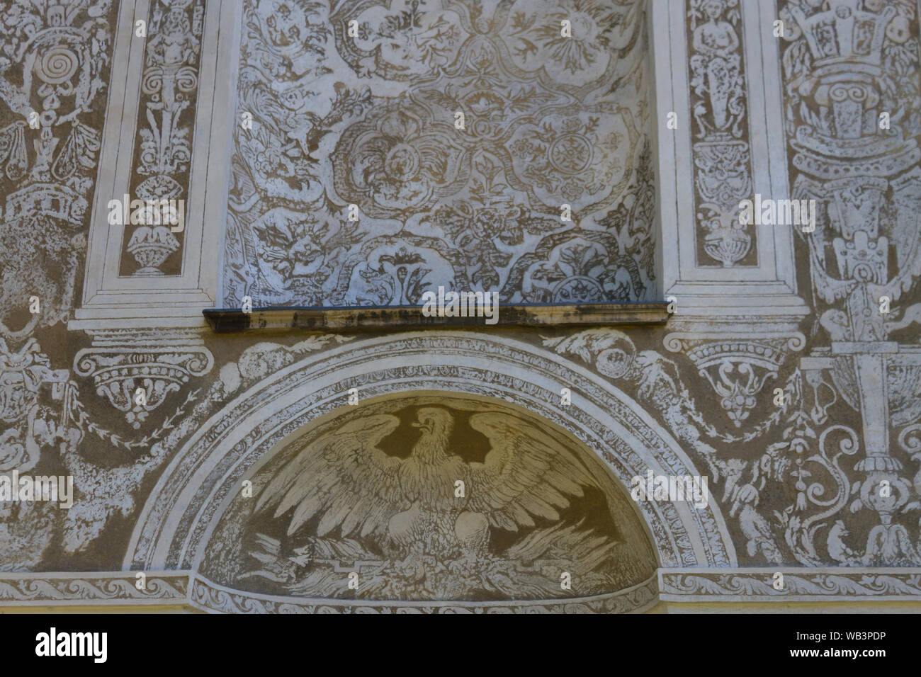 White historical building with beautiful patterns on the walls Stock ...