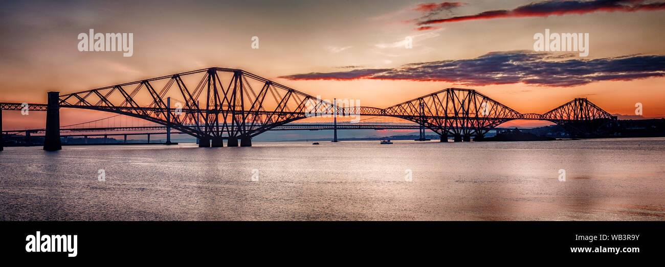 The Forth Bridge at sunset Stock Photo - Alamy