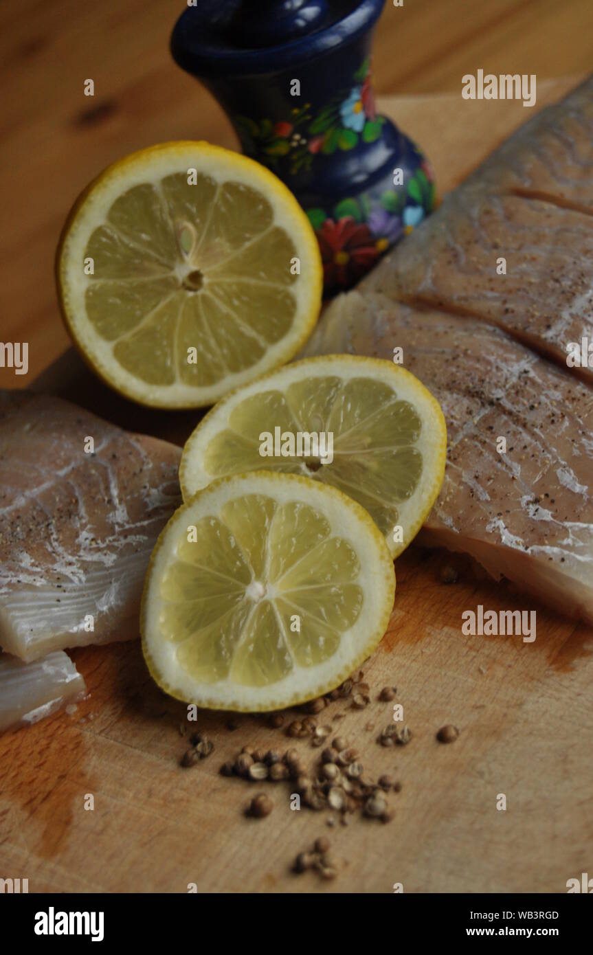 Fillet of fish. Dish, main dish. Fasting food seasoning Stock Photo - Alamy