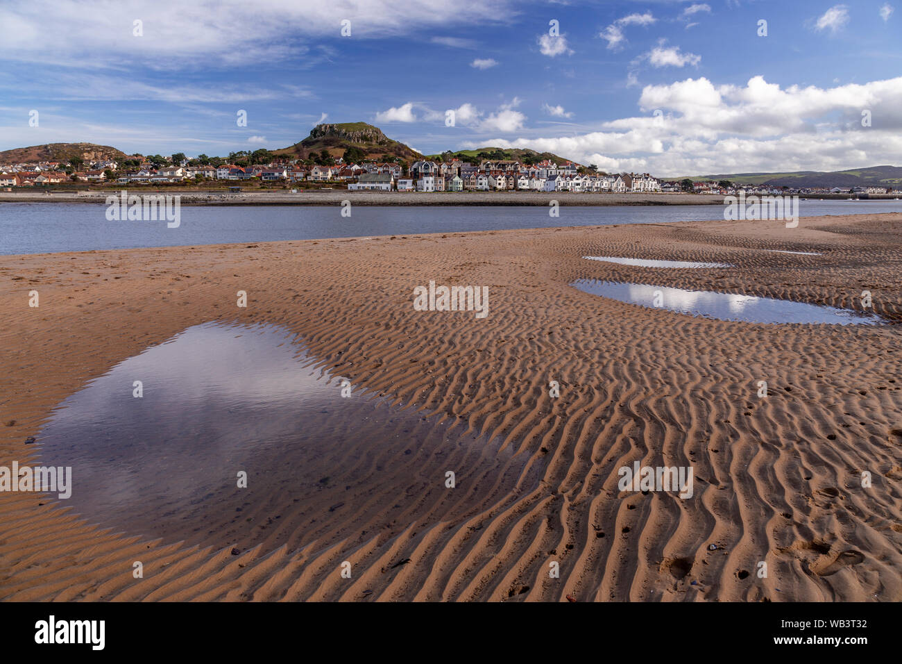 Beach at Conwy Morfa, North Wales, overlooking Deganwy Stock Photo - Alamy