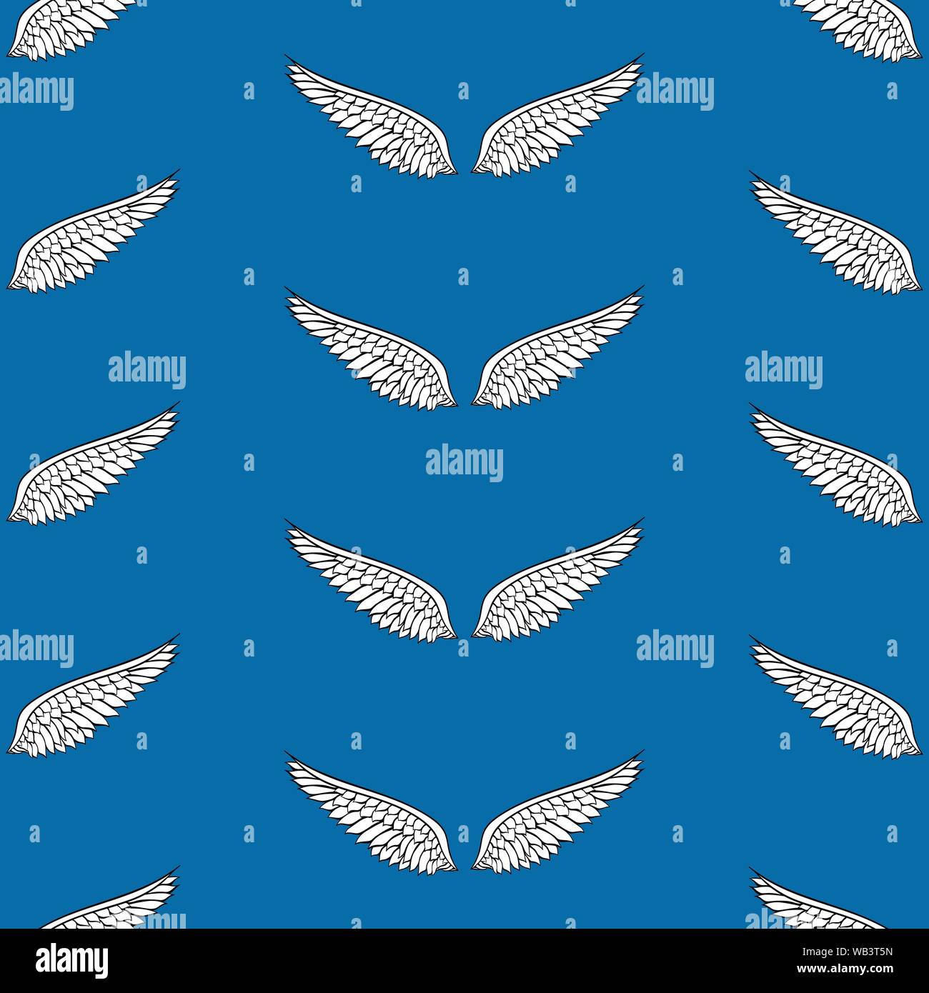 White wings on blue background vector seamless pattern Stock Vector ...