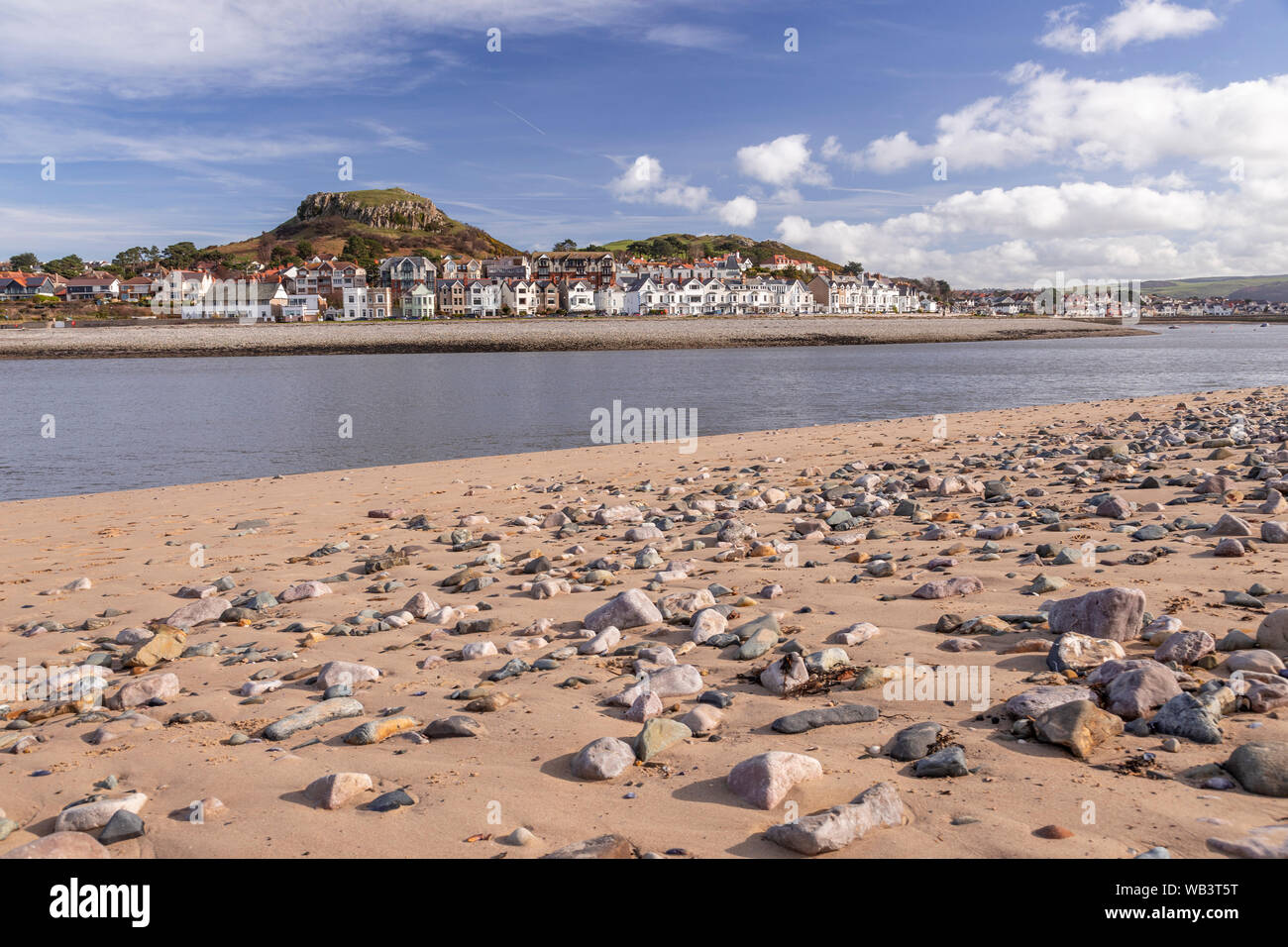 Beach at Conwy Morfa, North Wales, overlooking Deganwy Stock Photo - Alamy