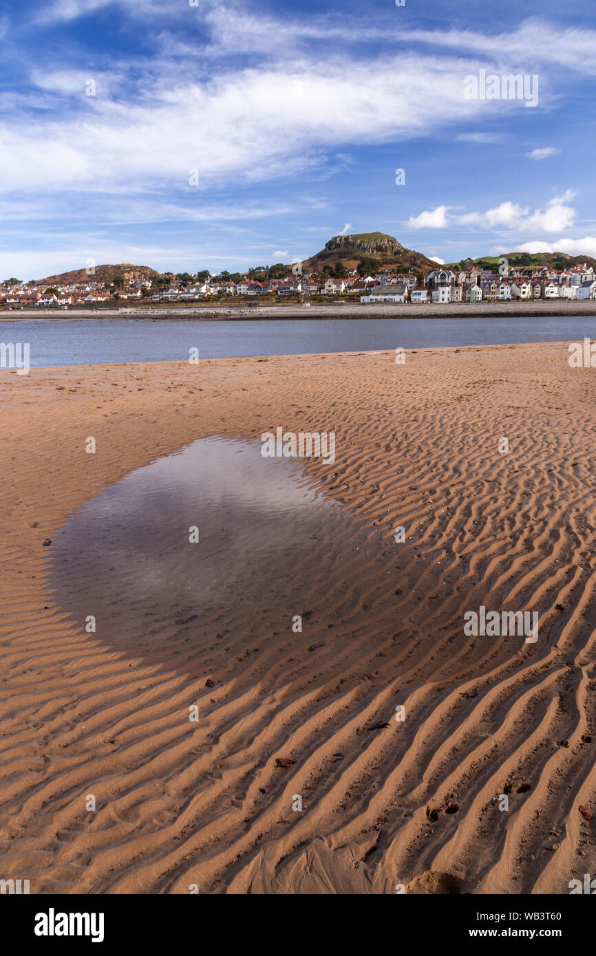 Beach at Conwy Morfa, North Wales, overlooking Deganwy Stock Photo - Alamy