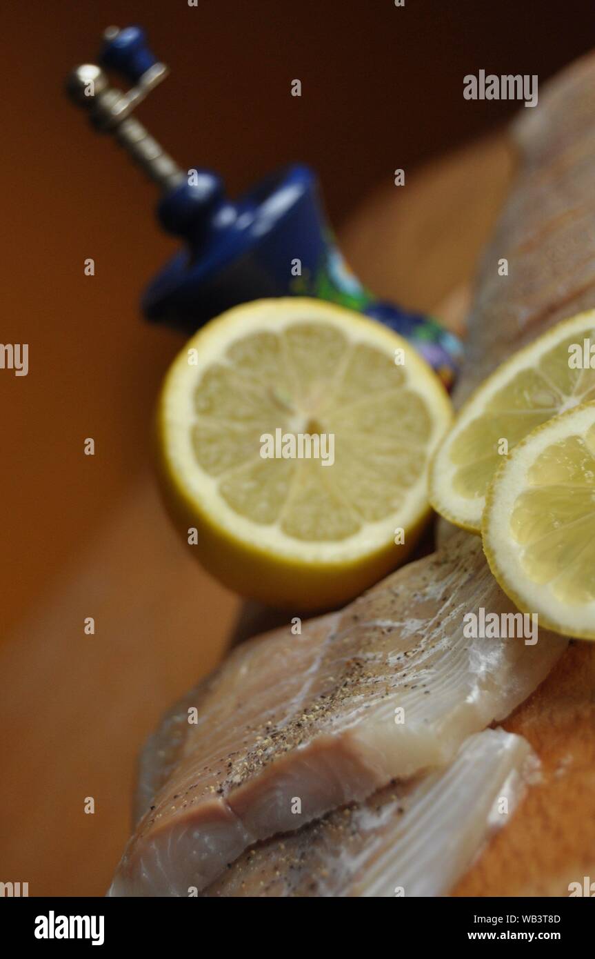 Fillet of fish. Dish, main dish. Fasting food seasoning Stock Photo - Alamy