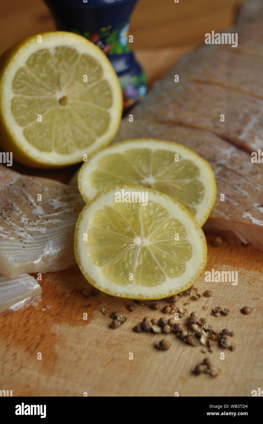 Fillet of fish. Dish, main dish. Fasting food seasoning Stock Photo - Alamy