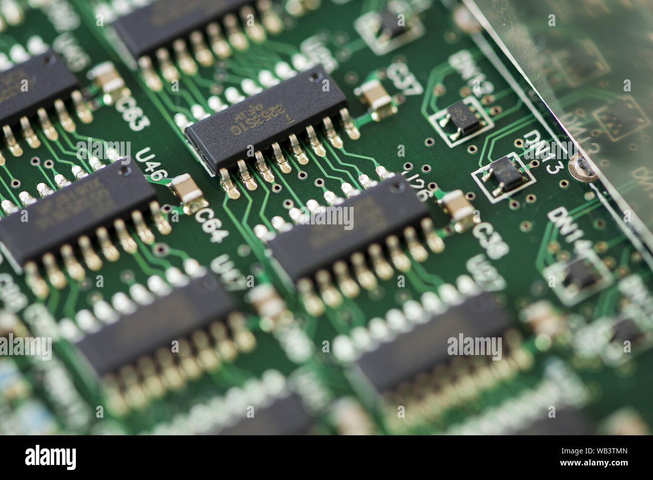Close-up of a motherboard. Circuit with electronic components Stock ...