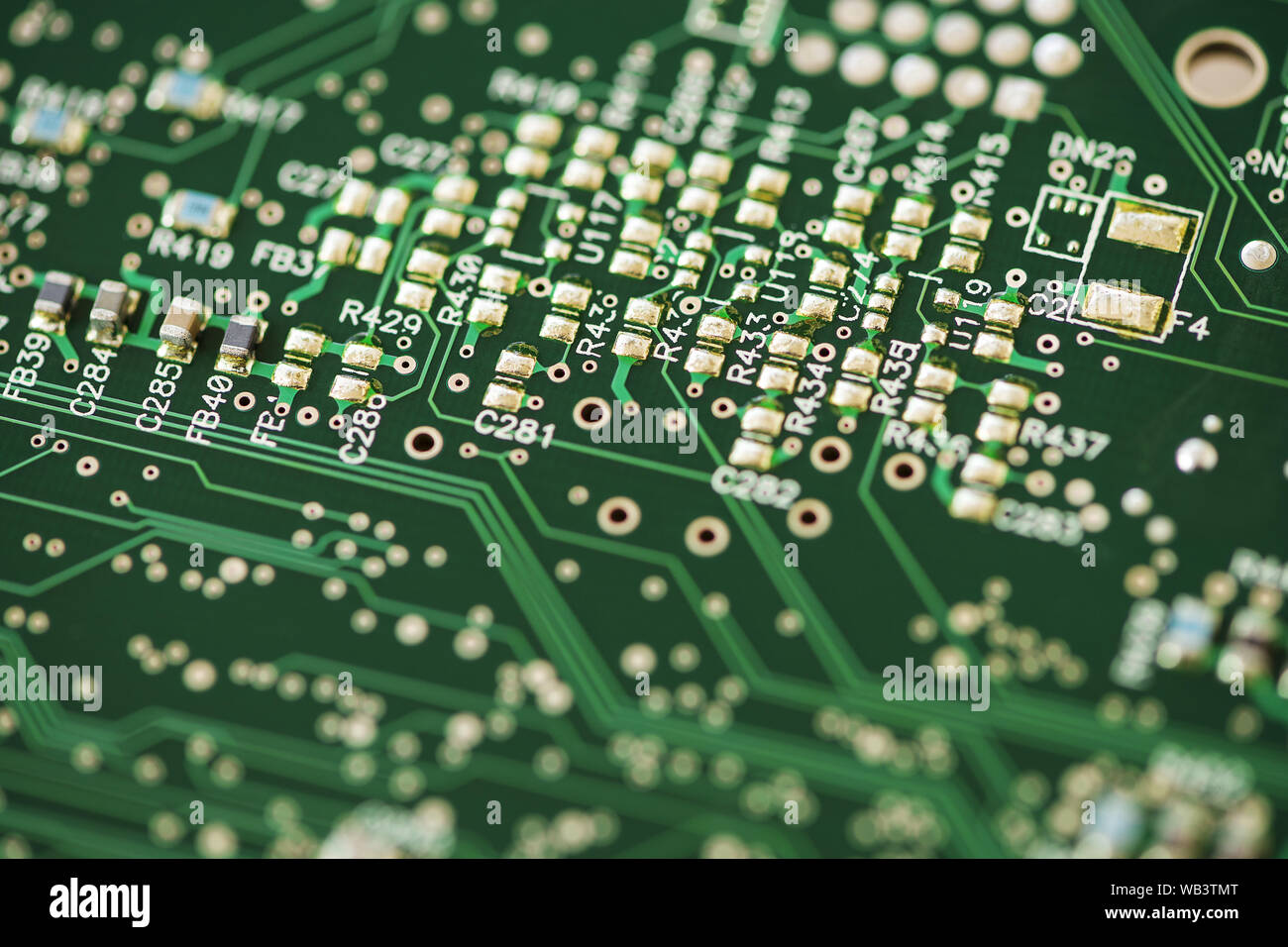 Close-up of a motherboard. Circuit with electronic components Stock ...