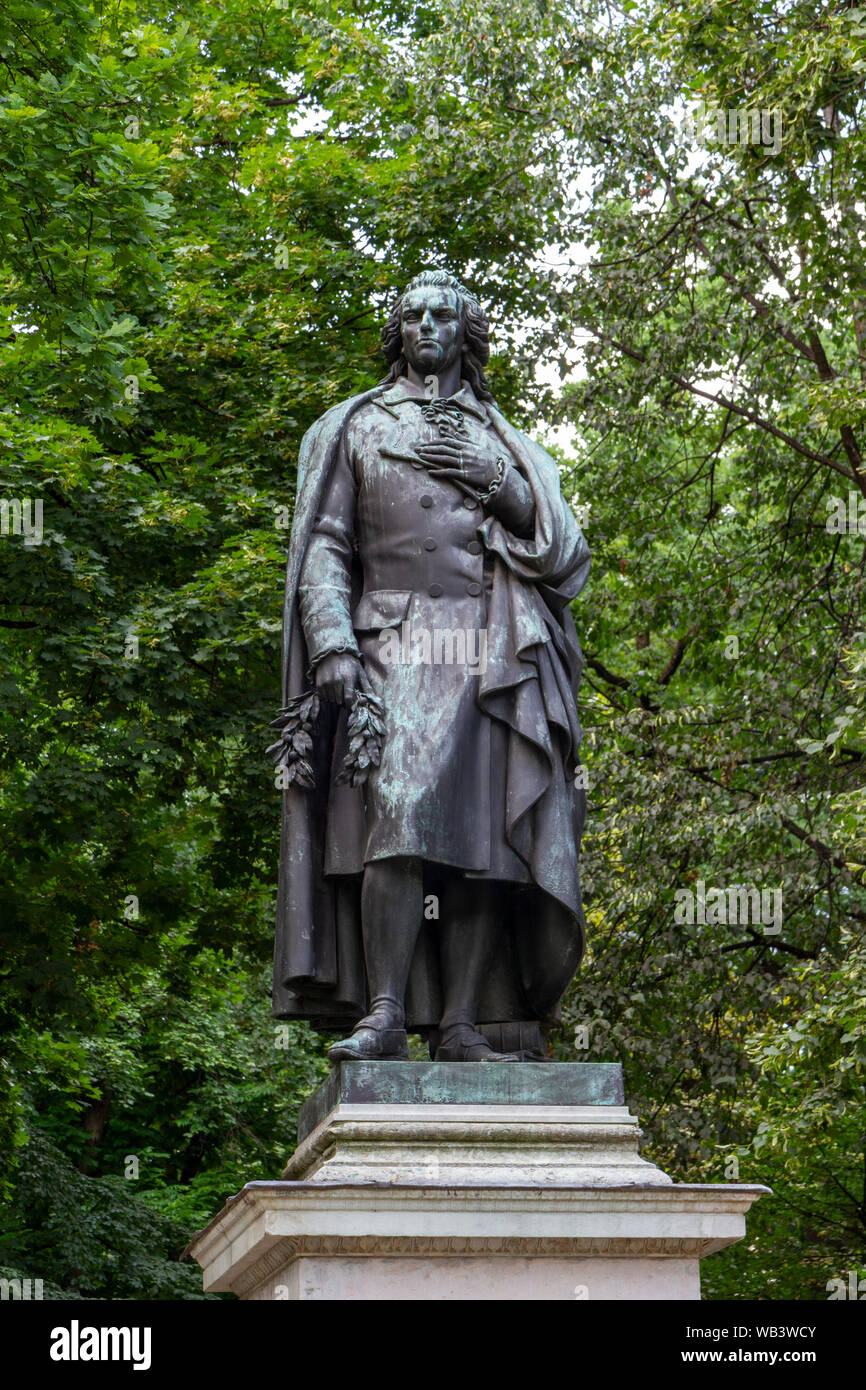Friedrich von Schiller statue at the Maximiliansplatz park in Munich ...