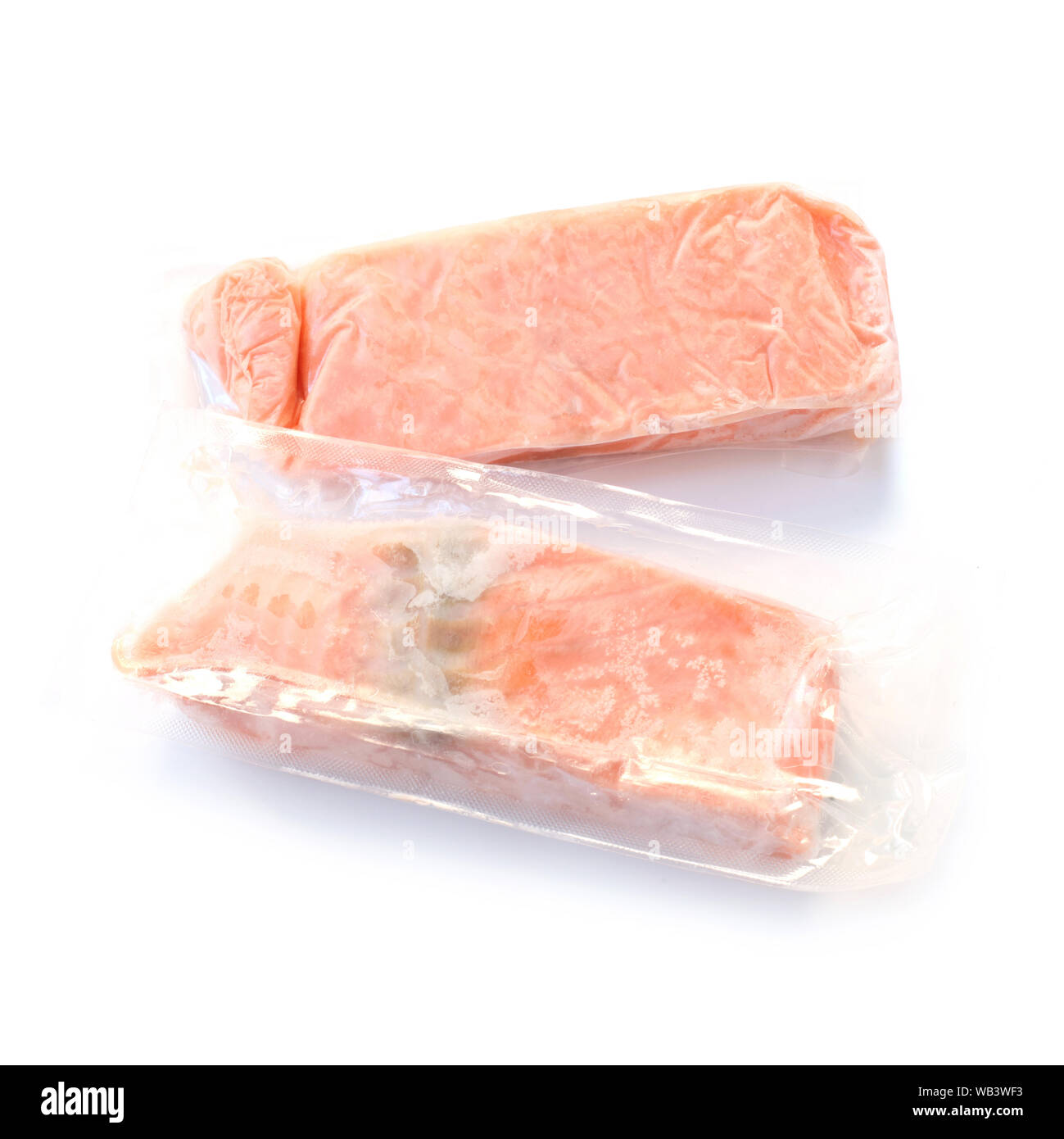Two Packaged Frozen Salmon Fillets Isolated On White Stock Photo - Alamy