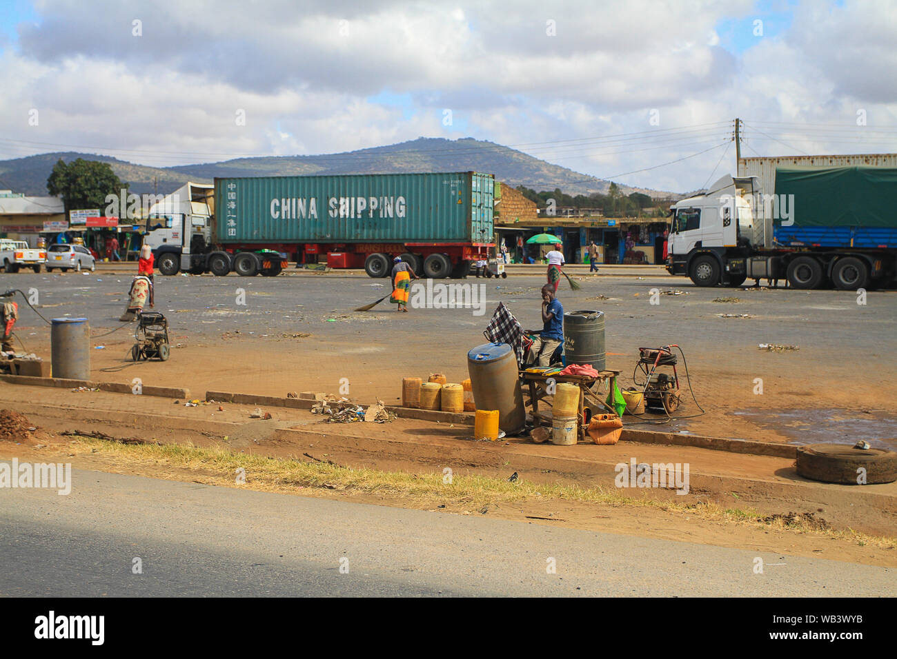 China shipping container on road in kenya hi-res stock photography and ...