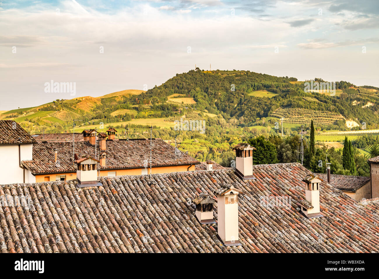 tile roofs of medieval village in Italy Stock Photo - Alamy