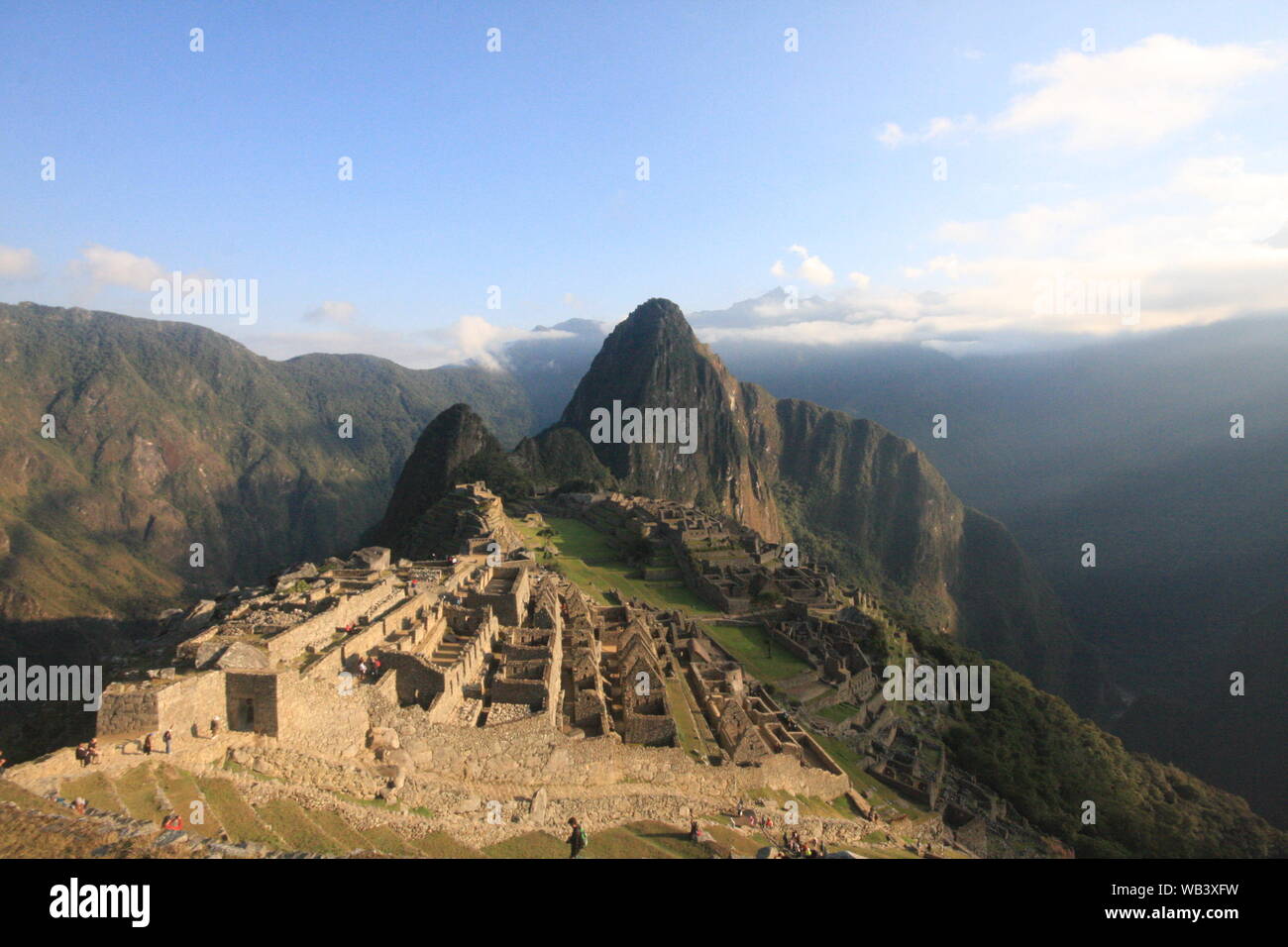 Machu Picchu Incan citadel in the Andes Mountains in Peru Stock Photo ...