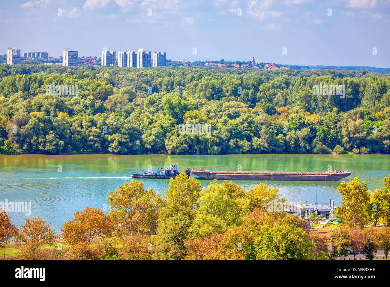 Aerial landscape of Belgrade and Danube river Stock Photo - Alamy