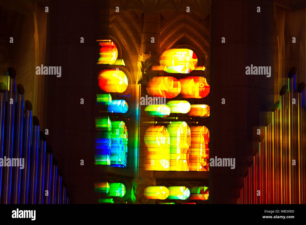 organ tubes and colorful lights Stock Photo - Alamy