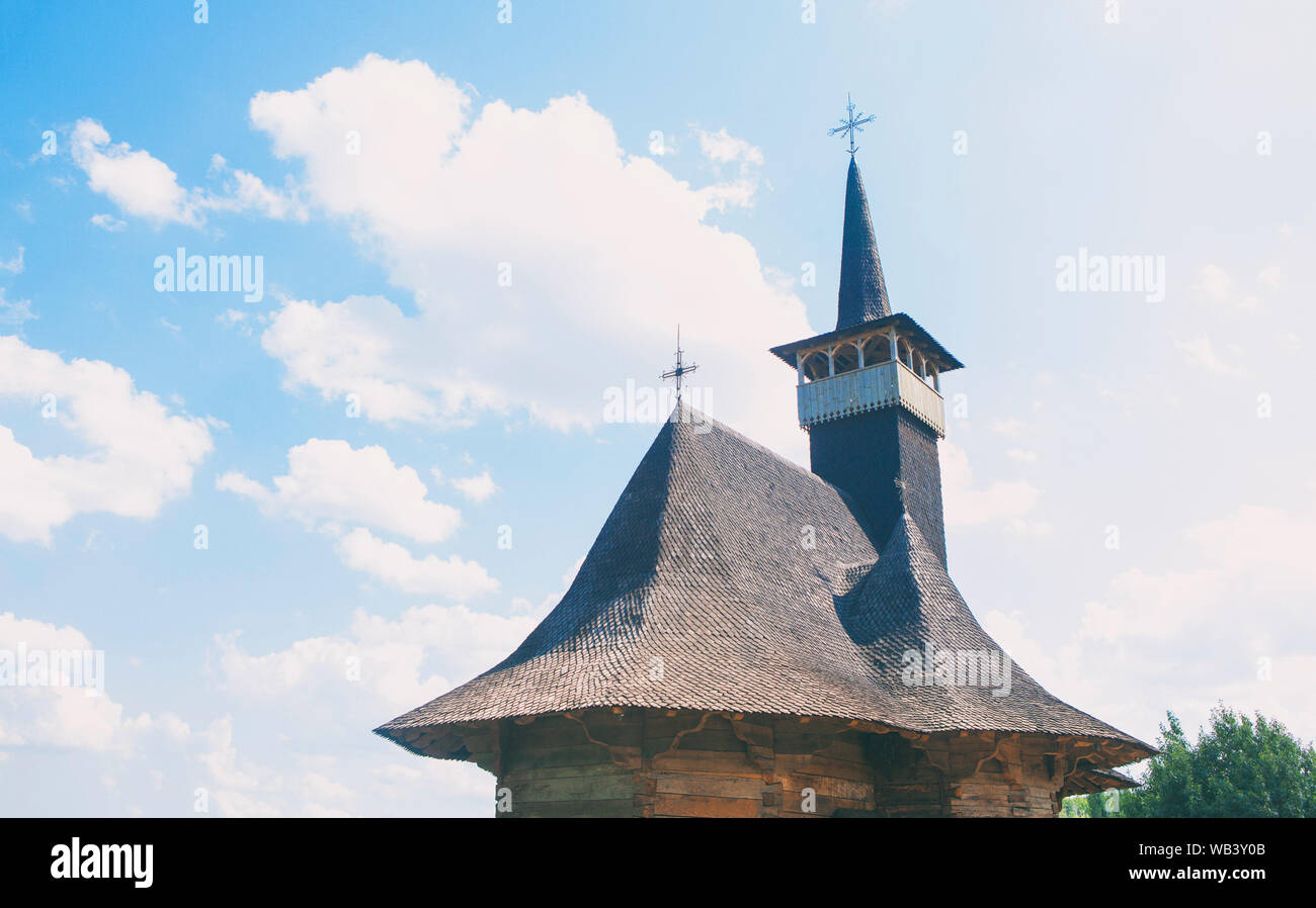 Ancient wooden church , roof details Stock Photo - Alamy