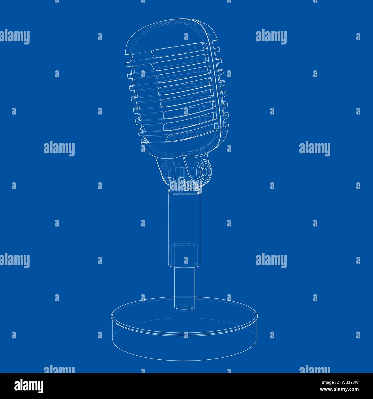 Outline vintage microphone vector. Wire-frame style. The layers of ...