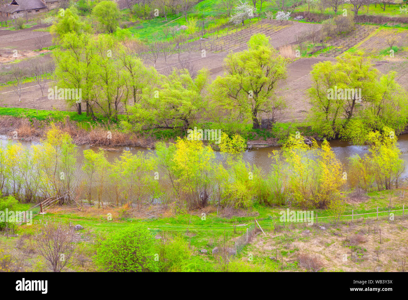 aerial view of green spring nature Stock Photo - Alamy