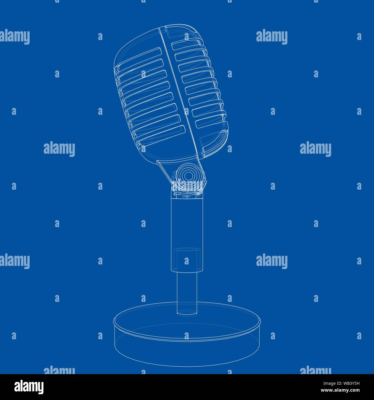 Outline vintage microphone vector. Wire-frame style. The layers of ...