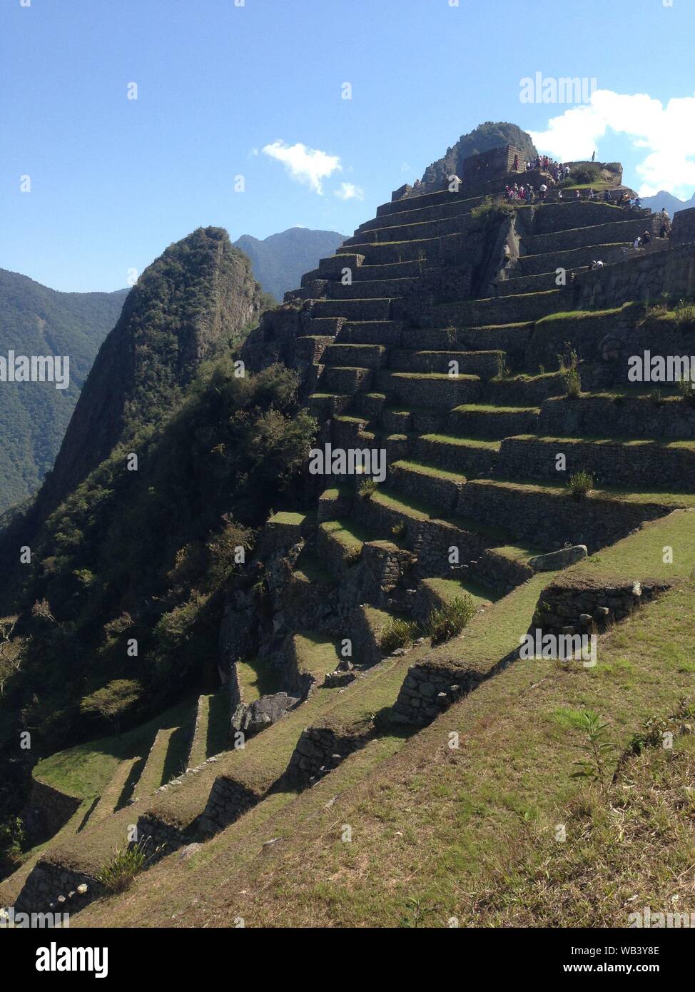 Machu Picchu Incan citadel in the Andes Mountains in Peru Stock Photo ...