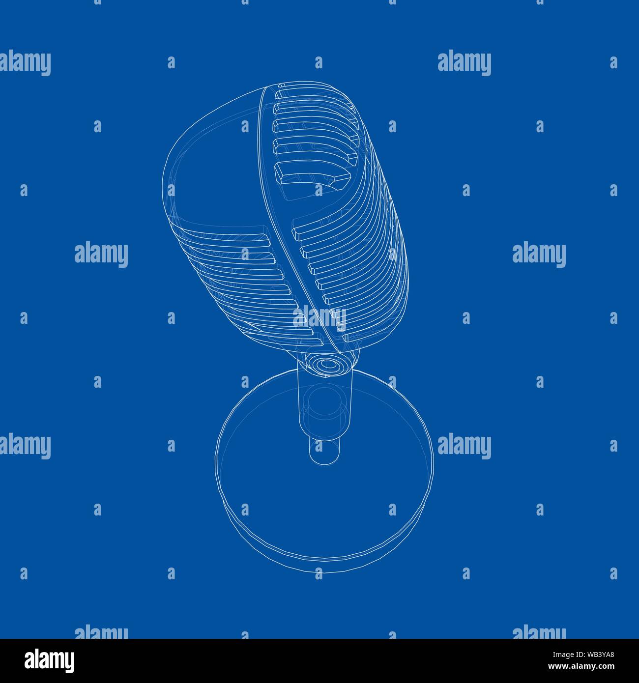 Outline vintage microphone vector. Wire-frame style. The layers of ...